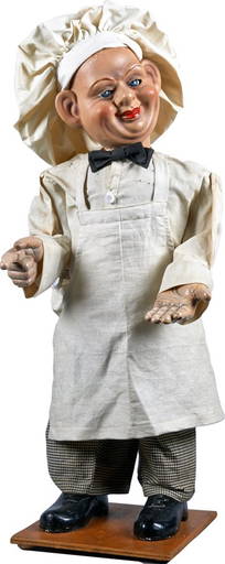 Baker Boy Figural Wind Up Nodder Automaton.