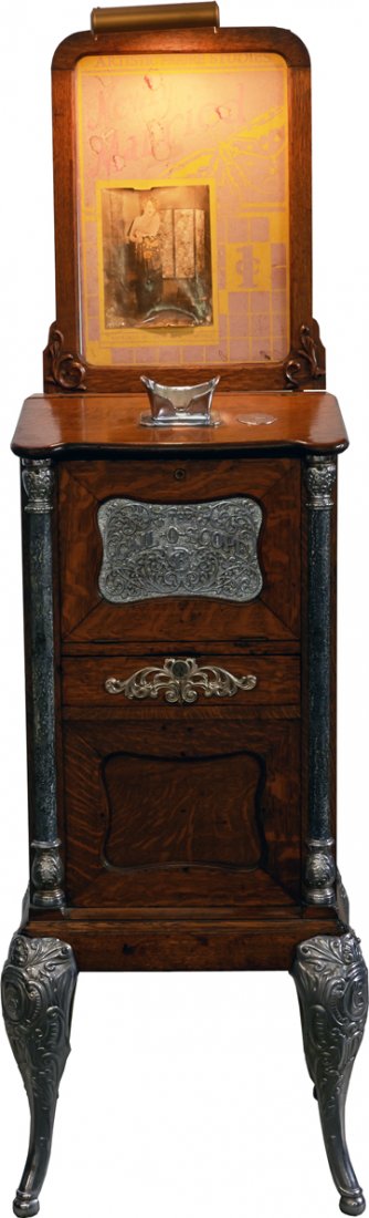 Coin-Op The Cail-O-Scope Upright Wood Drop Card Viewer.