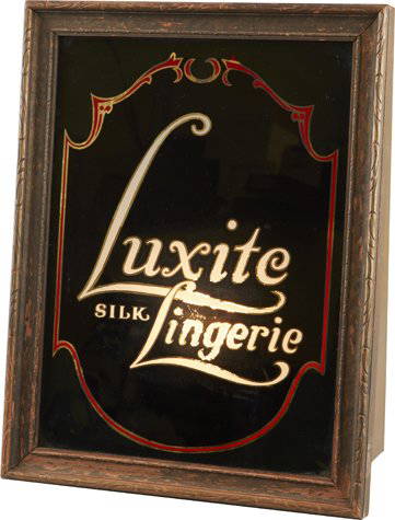Luxite Silk Lingerie” Glass Light Up Counter Top Sign.