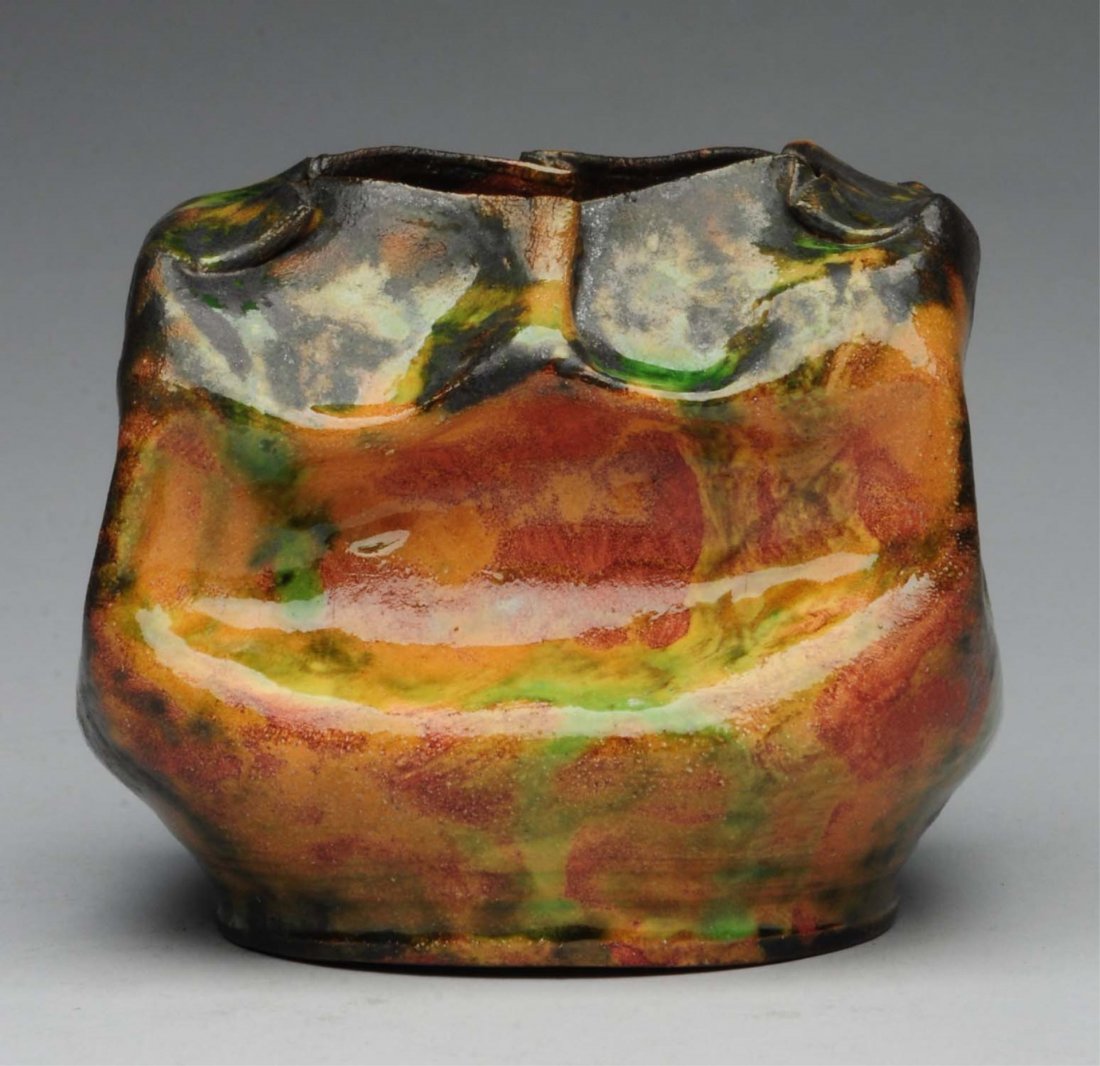 George Ohr Crimped Colorful Pottery Vase.