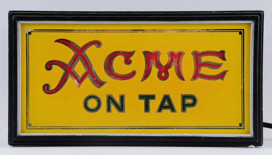 Acme Beer Canister Sign.
