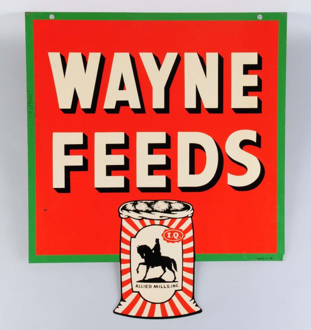 Wayne Feeds Two Sided Tin Sign.