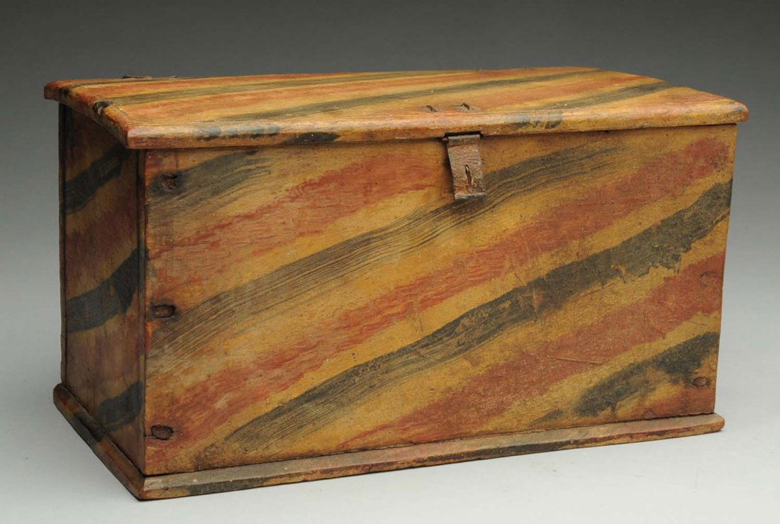 Primitive Folk Art Painted Box or Childs Trunk.