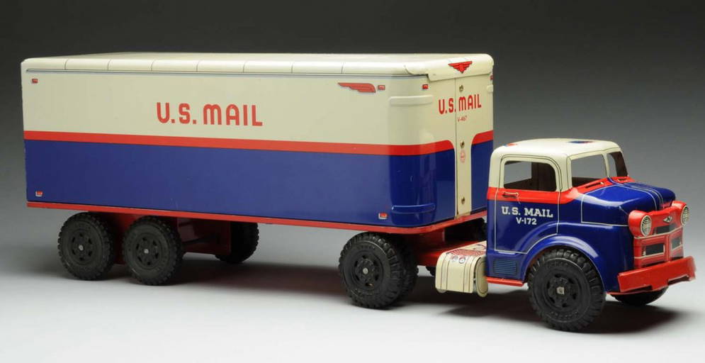 Marx Pressed Steel U.s Mail Tractor Trailer Truck