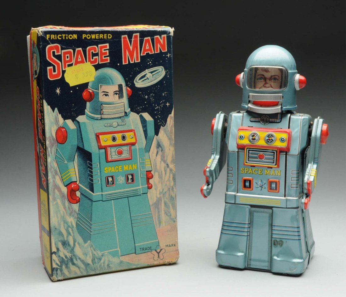 Japanese Tin Litho Friction Spaceman Toy.