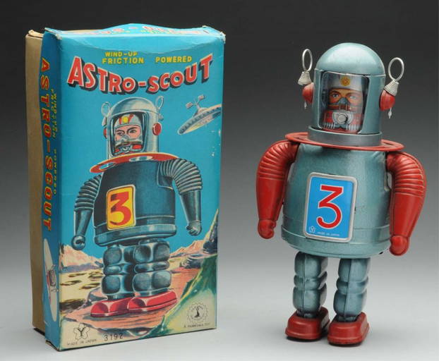 Japanese Tin Litho Friction Astro Scout Spaceman.