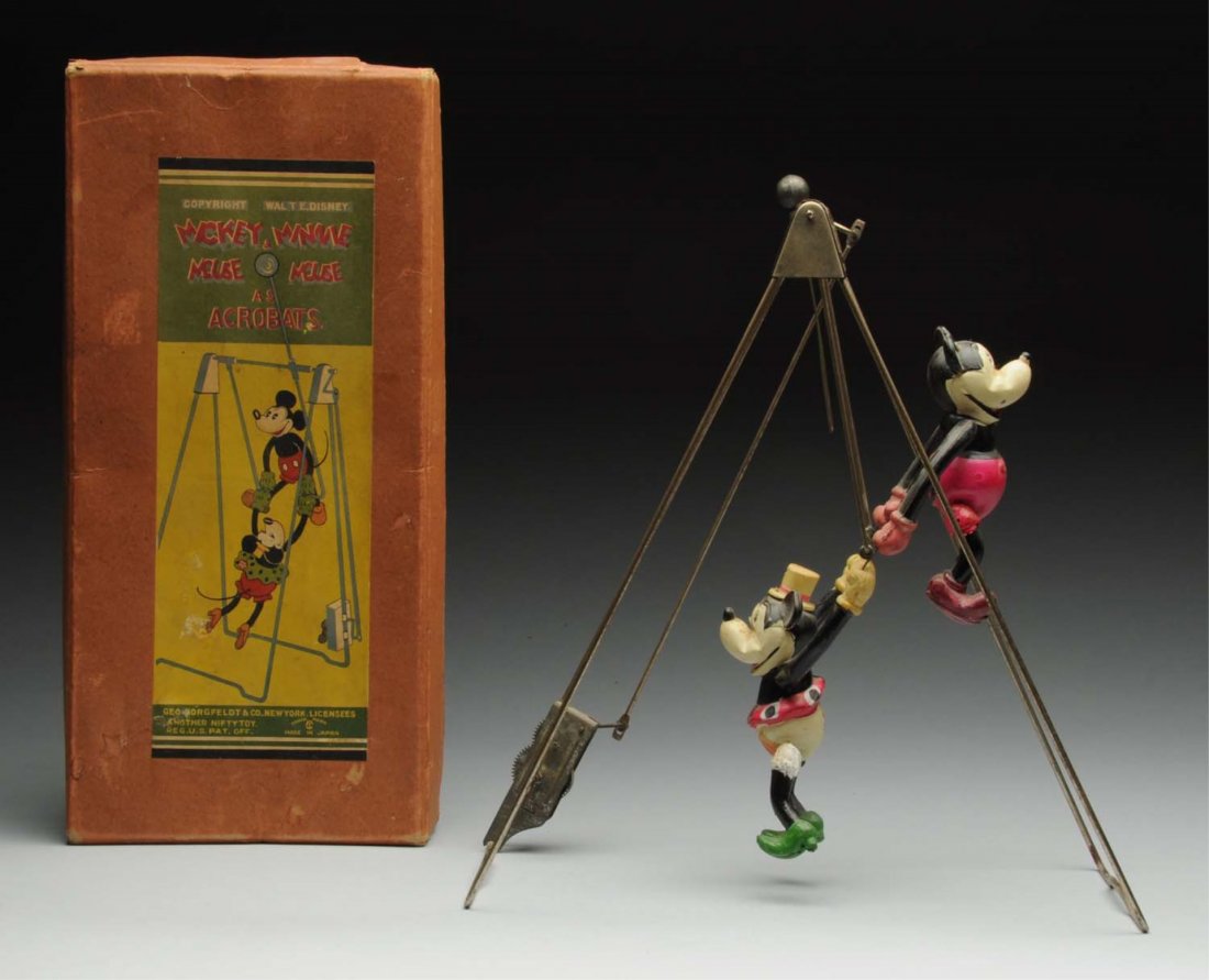 Celluloid Walt Disney Mickey & Minnie Acrobat Toy