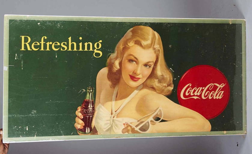 Coca Cola Cardboard Litho Advertising Sign