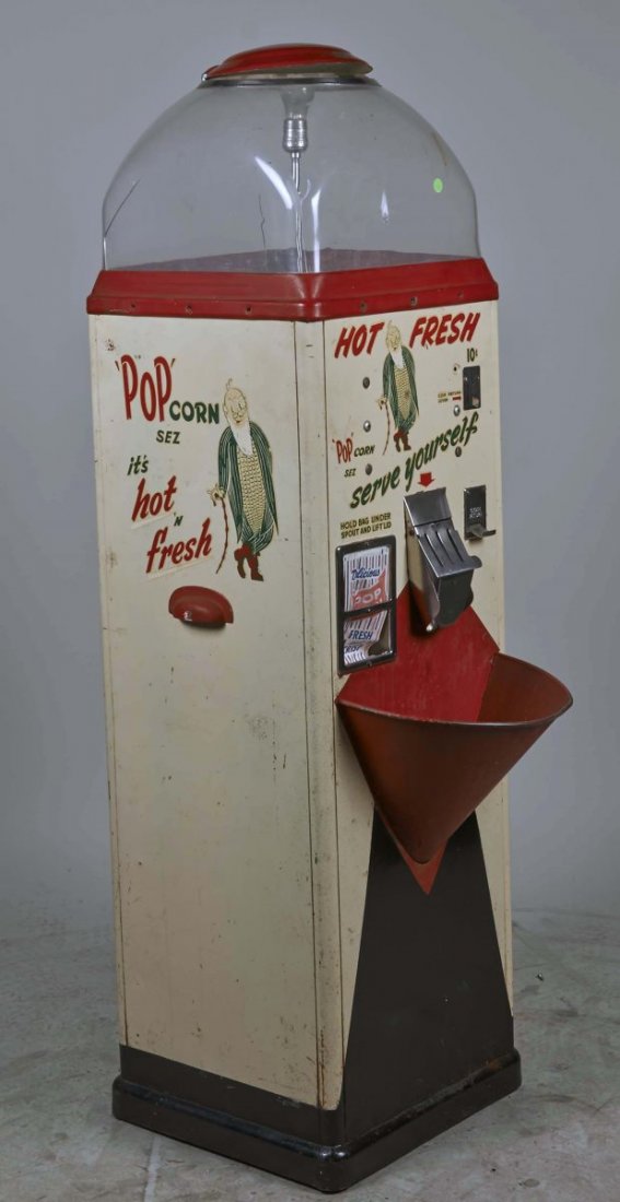 10 ¢ Self Serve Popcorn Vending Machine.
