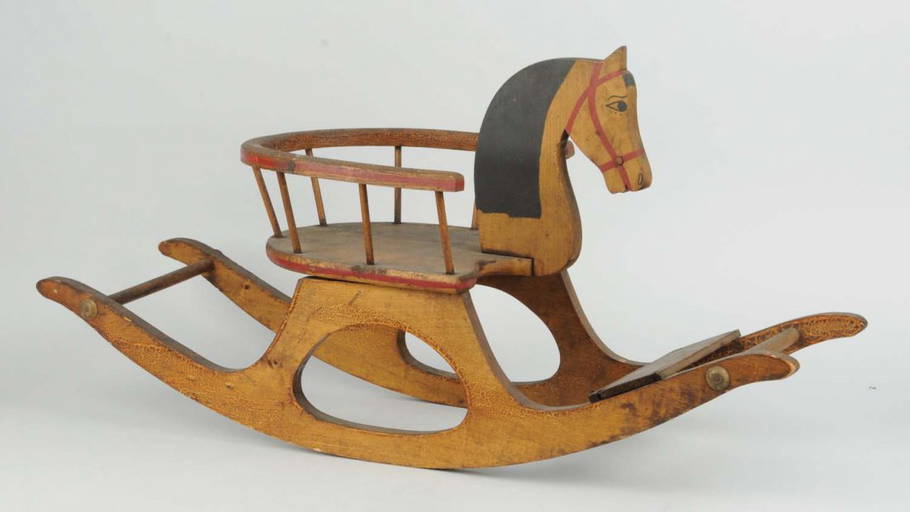 Antique Child's Wooden Rocking Horse Chair.