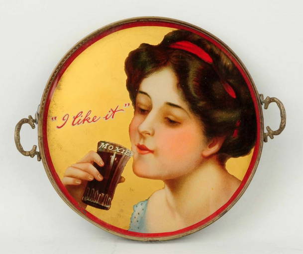 1900 10 Moxie Reverse On Glass Serving Tray.