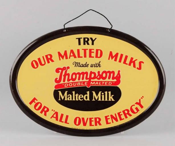 1930s 40s Thompsons Malted Milk Tin Sign.