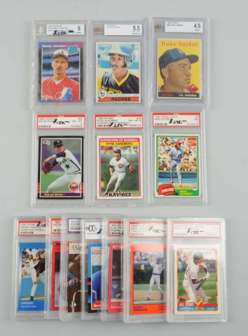 Lot Of 16: Graded Baseball & Basketball Cards.