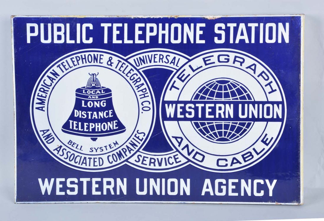 Public Telephone Station Porcelain Flange Sign