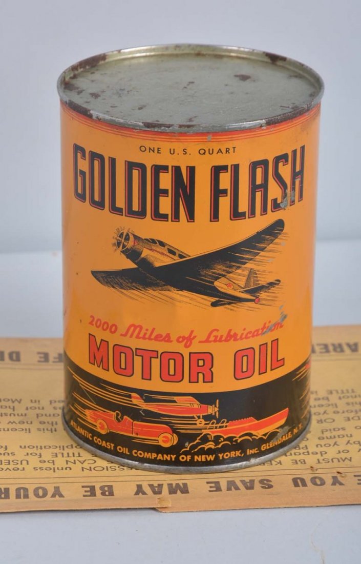 Golden Flash Motor Oil Can