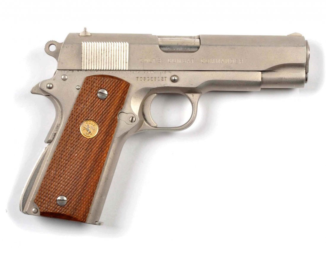 **Satin Nickel Colt Mod 1911 Combat Commander 9MM