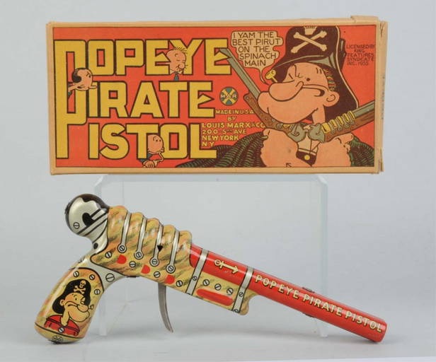 Marx Tin Litho Popeye Clicker Pirate Pistol.