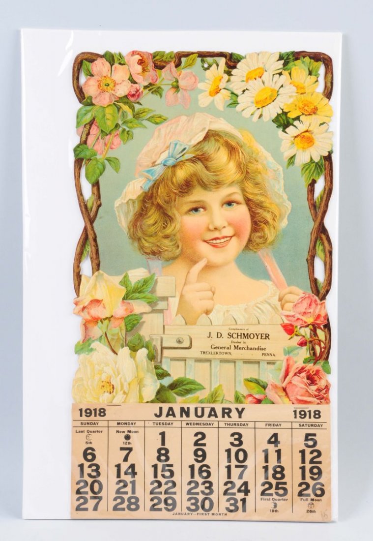 1918 Die Cut And Embossed Calendar From PA.