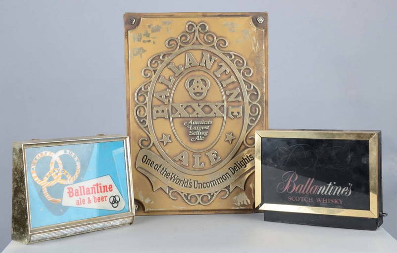 Lot Of 3: Ballantine Ale & Beer Advertising Signs