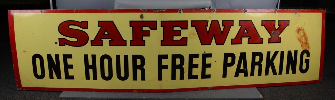 Large Safeway One Hour Free Parking Porcelain Sign