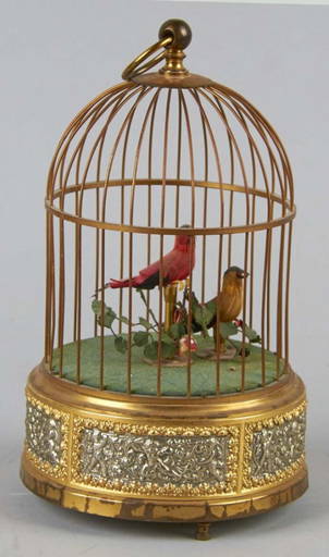 Wind Up Birds In Wire Cage