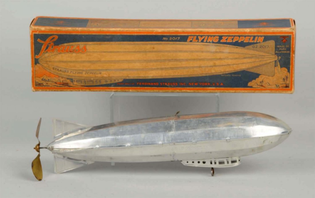 Strauss Tin Wind Up Flying Zeppelin Toy.