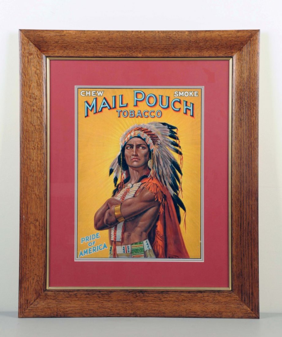 Framed Cardboard Mail Pouch Advertising Sign.