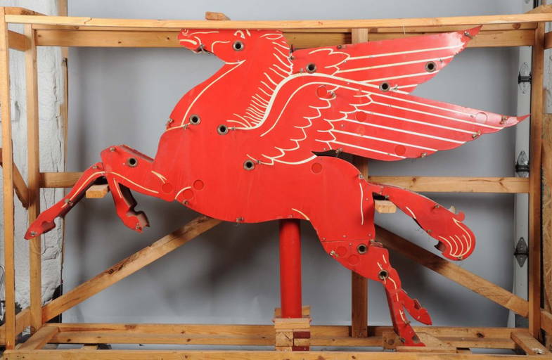 Rare Large Mobil Pegasus Dsp Diecut Neon Sign.