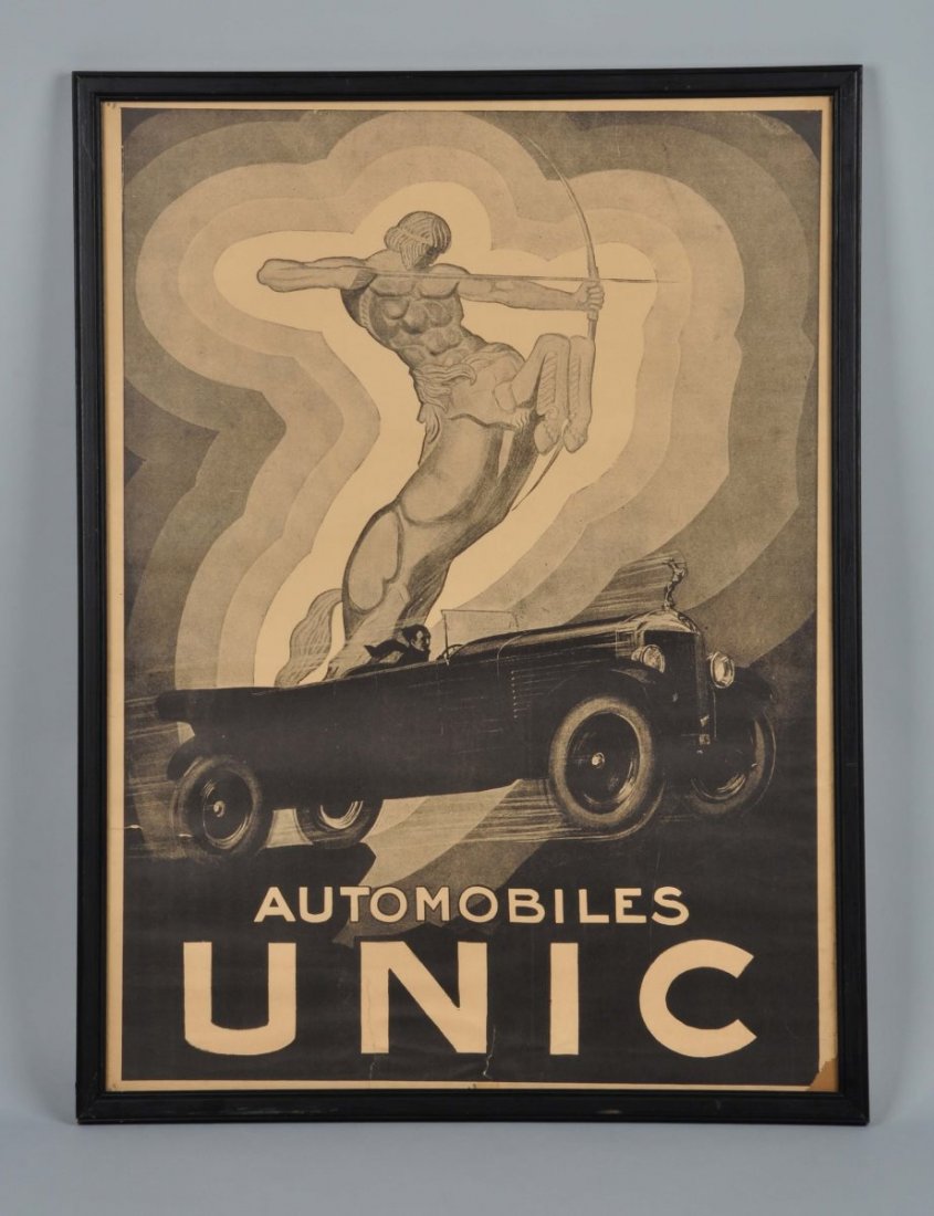 Unic Automobiles Original Showroom Framed Poster.