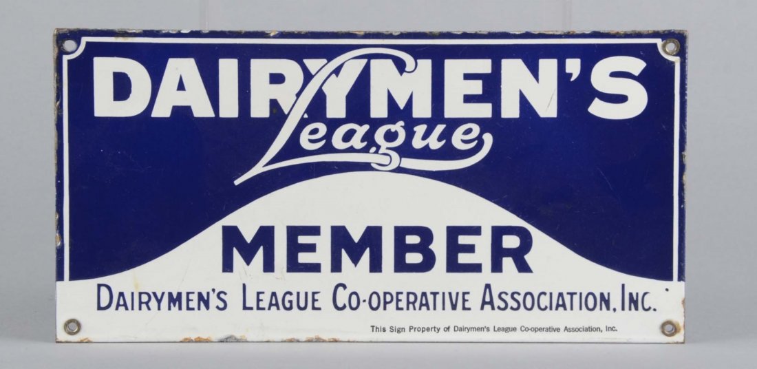 Dairymen's League Porcelain Sign - Oct 16, 2015 | Dan Morphy Auctions in NV