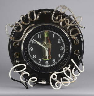 Coca Cola Cleveland Neon Clock, A Large & Desirab
