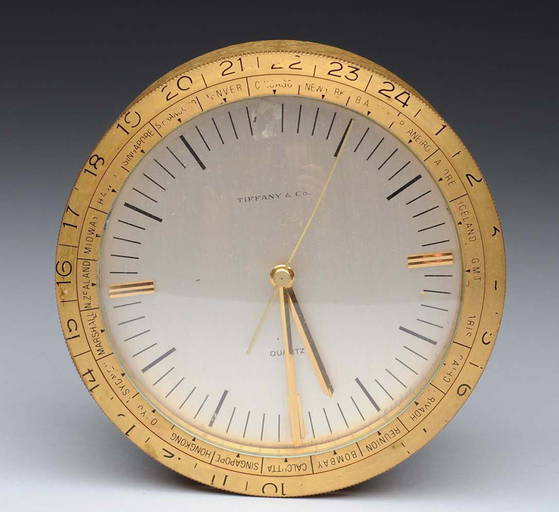 Tiffany Bronze World Desk Clock.