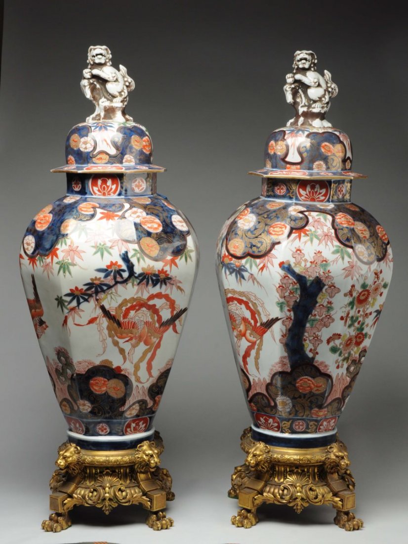 Pair of Fine Monumental Japanese Urns.