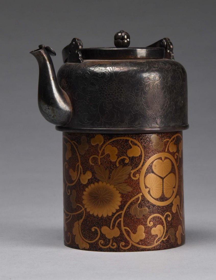 Fine Japanese Lacquer & Silver Teapot.