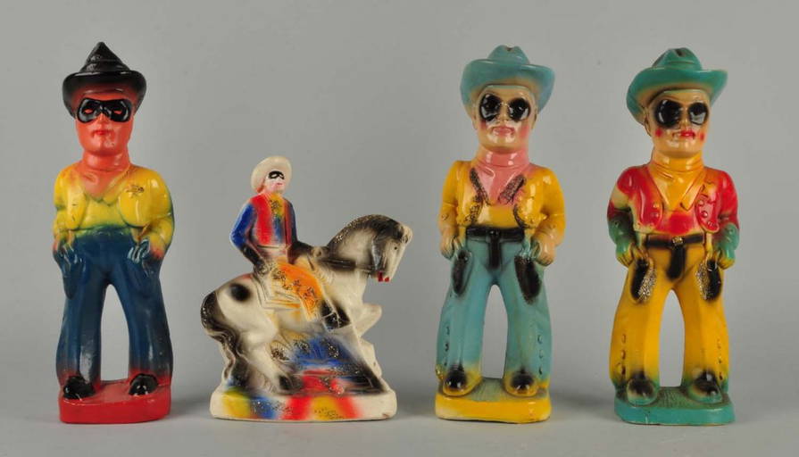 Lot Of 4: Lone Ranger Chalk Figures.