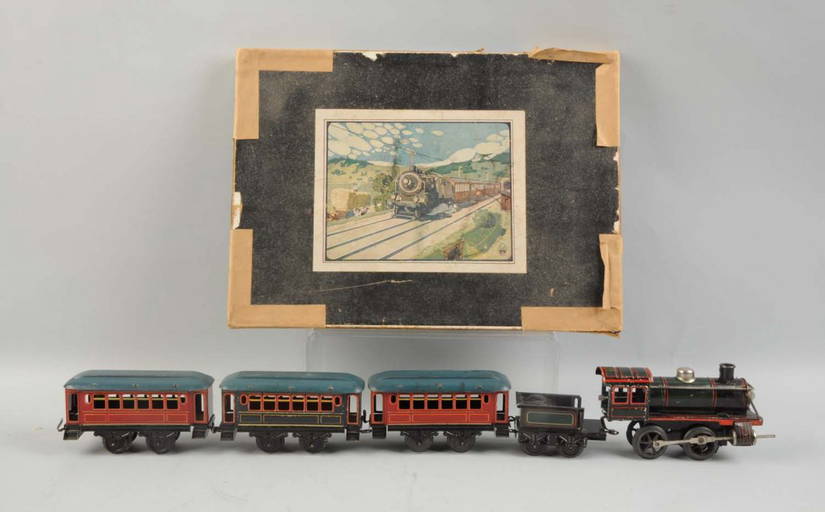 German Tin Litho Wind Up Karl Bub Train Set.