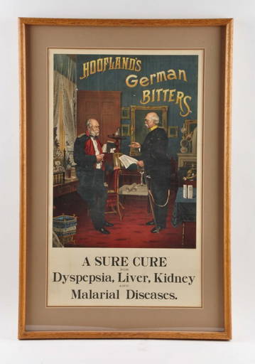 Hoofland's German Bitters Paper Sign.