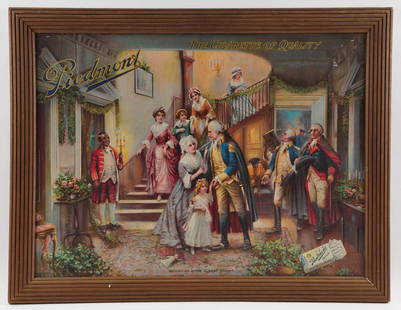 Restored 1916 Piedmont Cigarettes George Washington Tin Advertising Sign