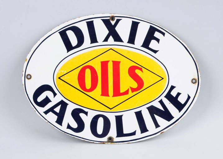 Dixie Gasoline Oils Sign.
