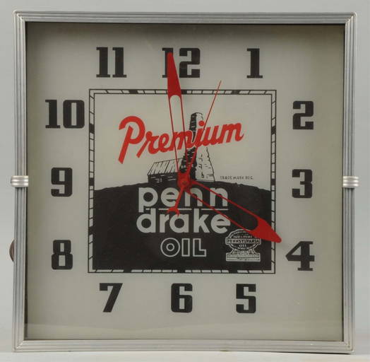 Premium Penn Drake Oil With Logo Lighted Clock.