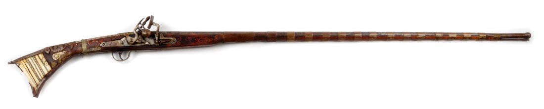 Antique Middle Eastern Flintlock Rifle (a).
