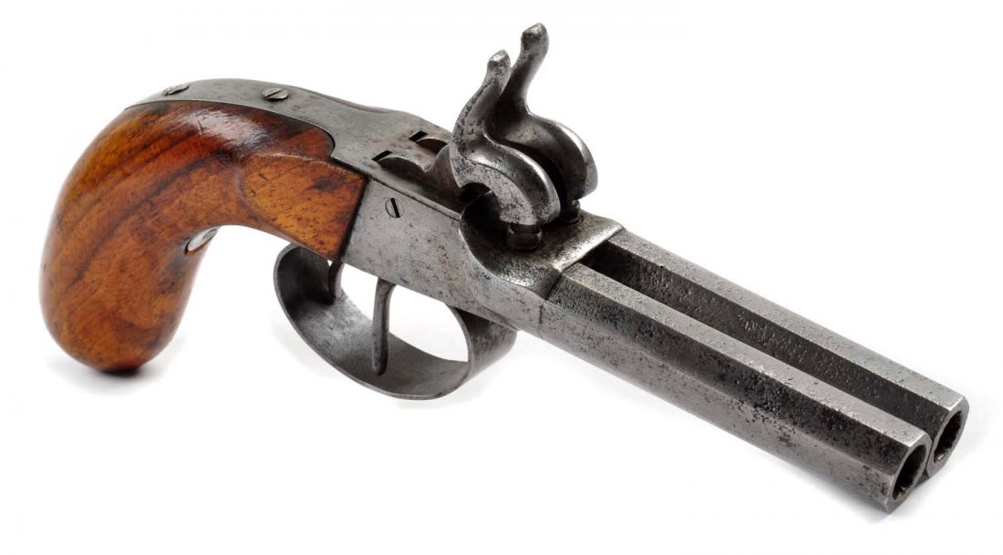 Double Barrel Percussion Boot Pistol (A).