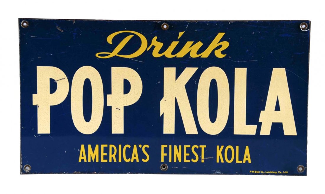 Pop Kola Soda Tin Advertising Sign - Jan 31, 2016 | Dan Morphy Auctions ...