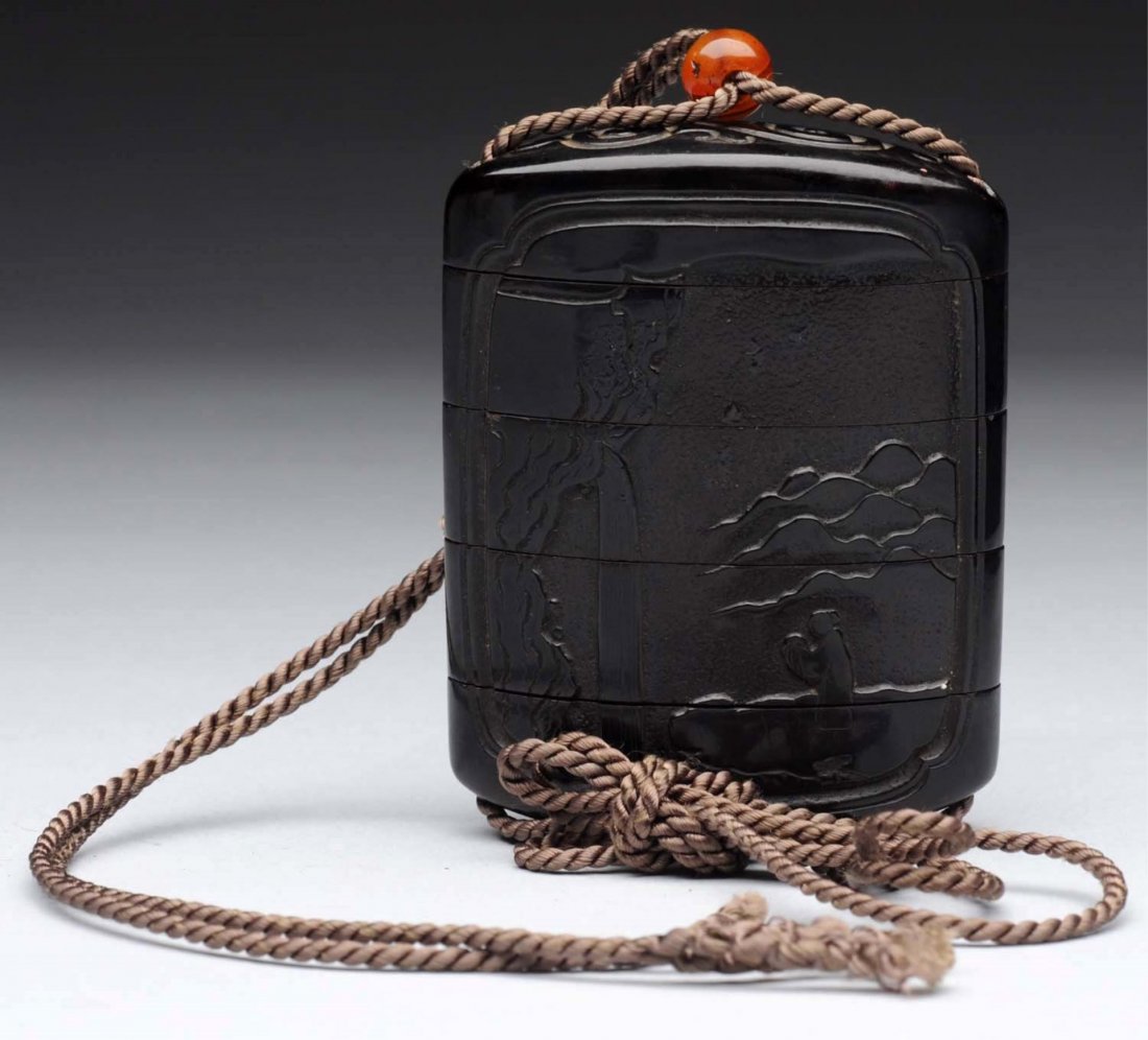 Japanese Black Cinnabar Inro. - Feb 28, 2016 | Dan Morphy Auctions in PA