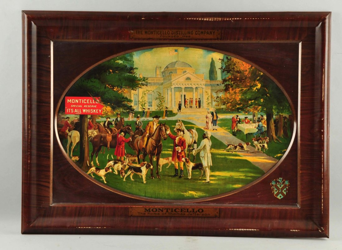 Monticello Whiskey Tin Sign.