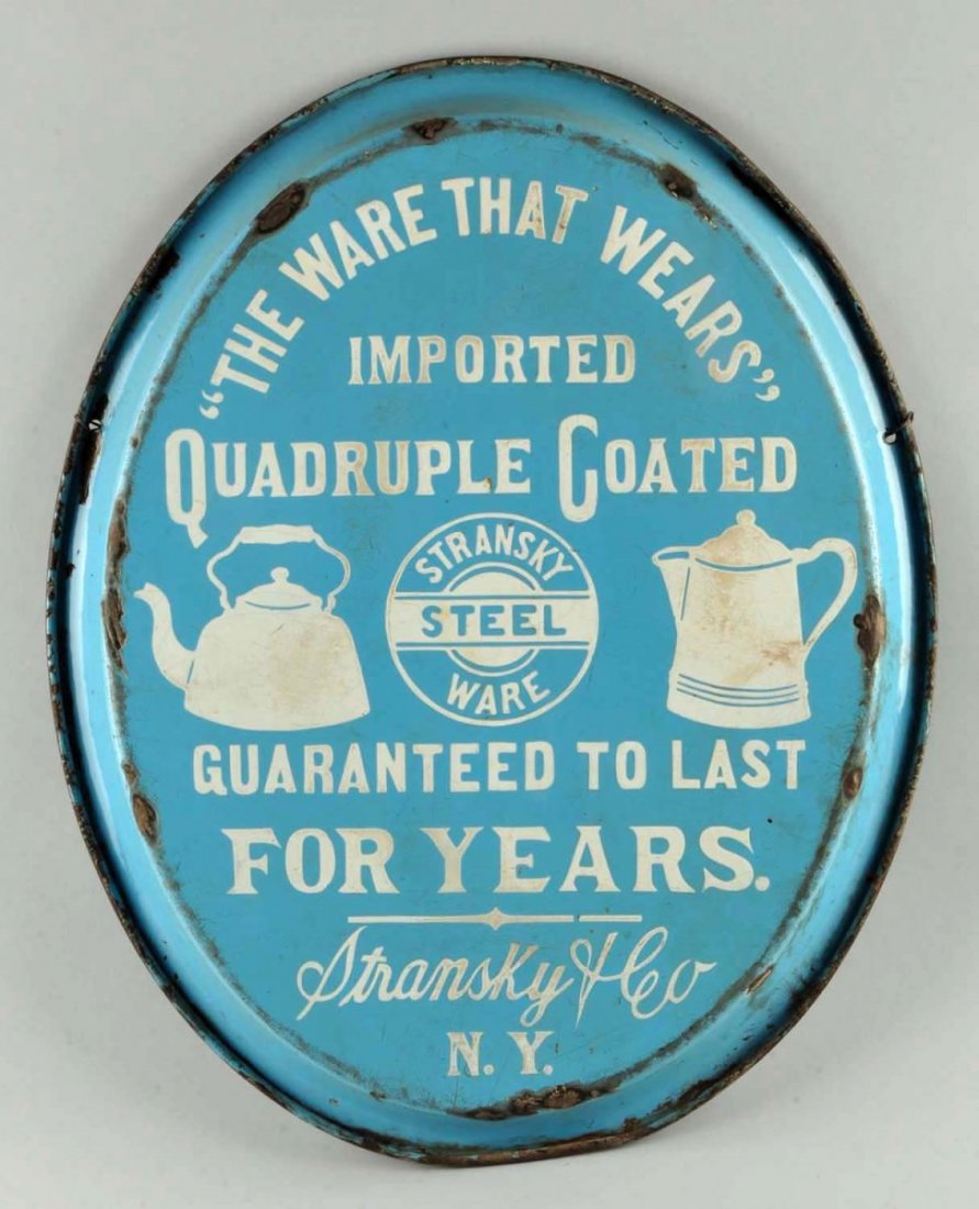 Stransky Steel Ware Porcelain Double Sided Sign.