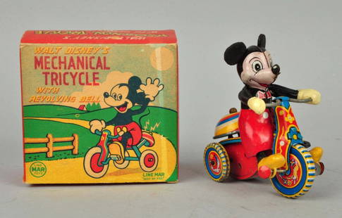 Tin Litho Windup Mickey Mouse On Tricycle