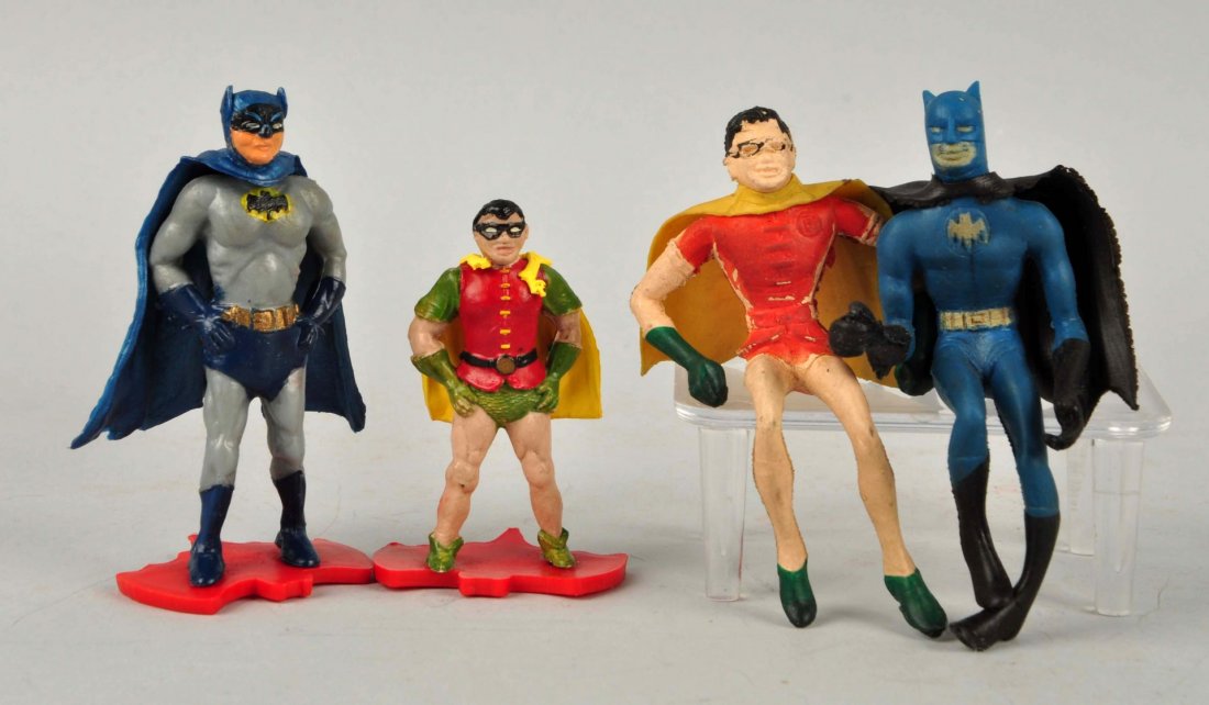 Lot Of 4: 1966 Batman & Robin Miniature Figures.