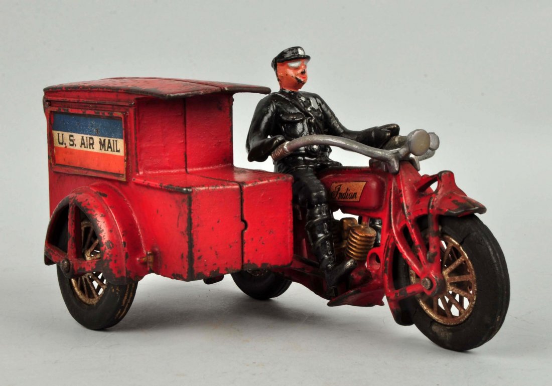 Cast Iron Us Air Mail Motorcycle And Van.
