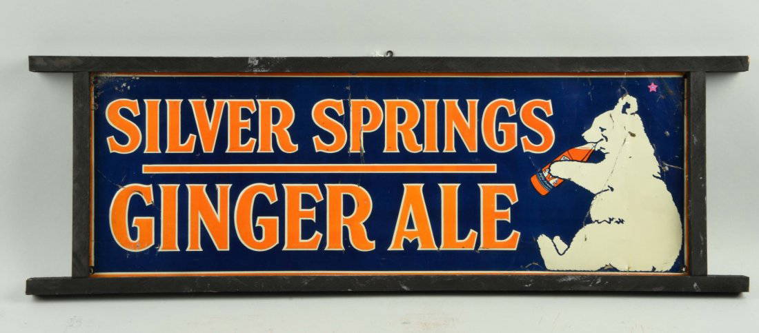 Silver Springs Ginger Ale Embossed Tin Sign.